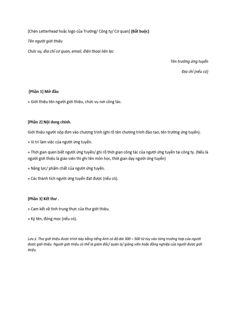 Mau Thu Gioi Thieu | PDF