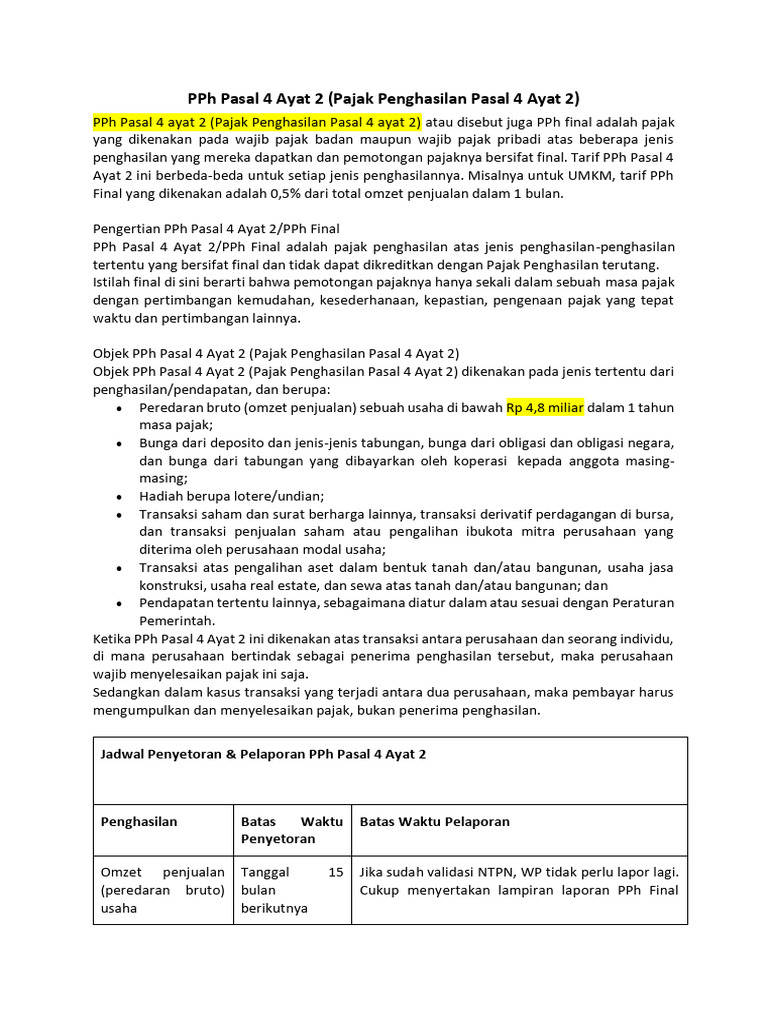 PPH Pasal 4 Ayat 2 | PDF