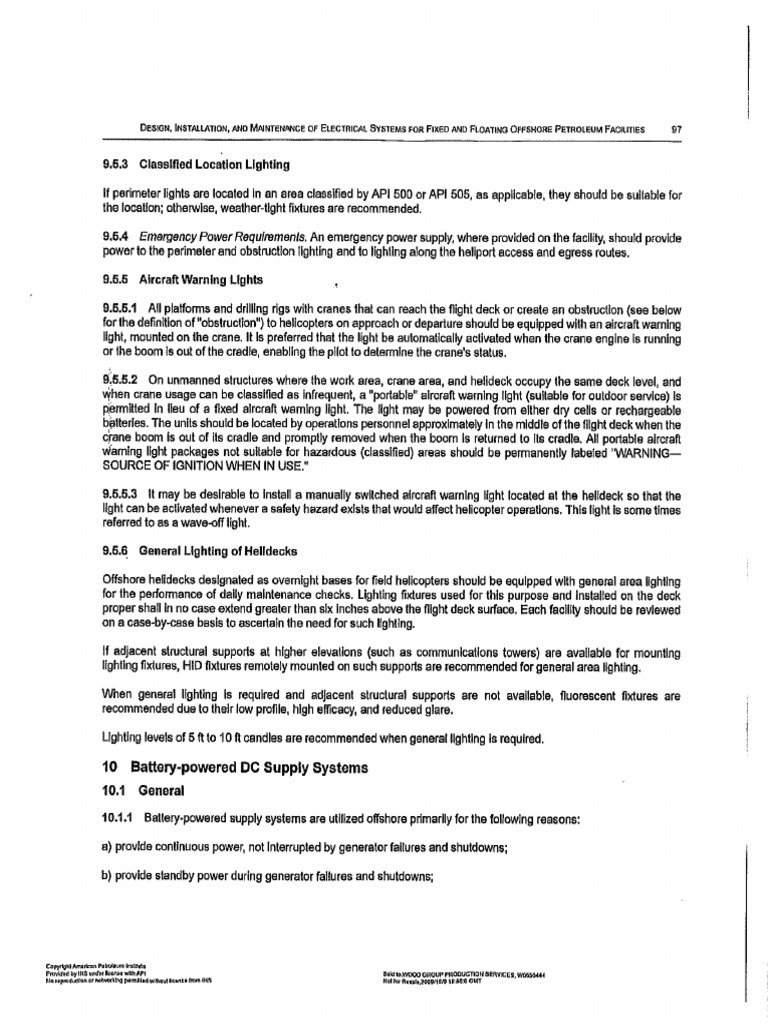 API RP14F Heliport Warning Lights | PDF