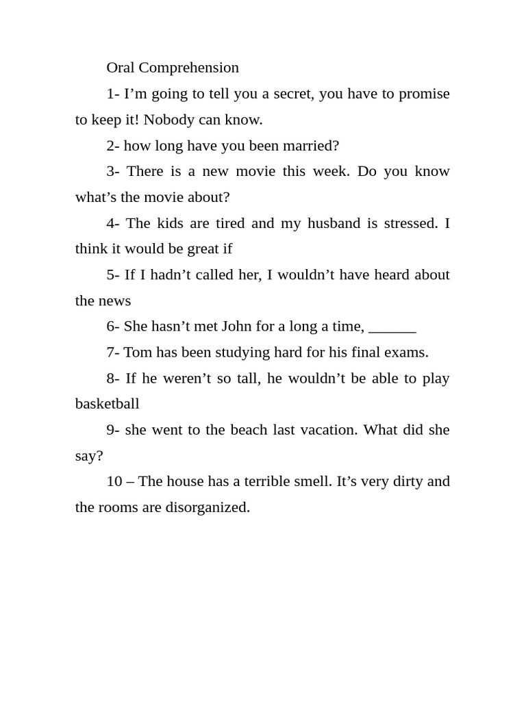 Oral Comprehension | PDF