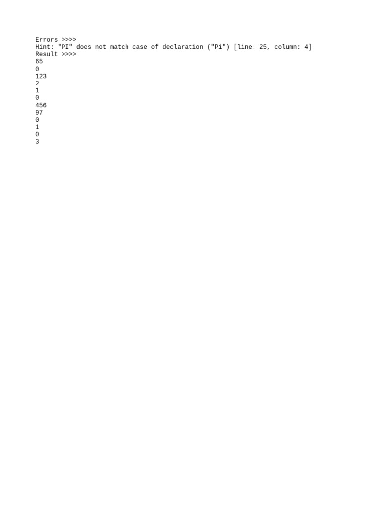 Errors Hint: "PI" Does Not Match Case of Declaration ("Pi") (Line: 25 ...
