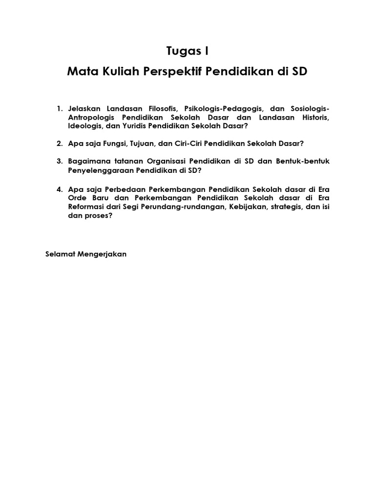 Tugas I Perspektif Pendidikan Di SD | PDF