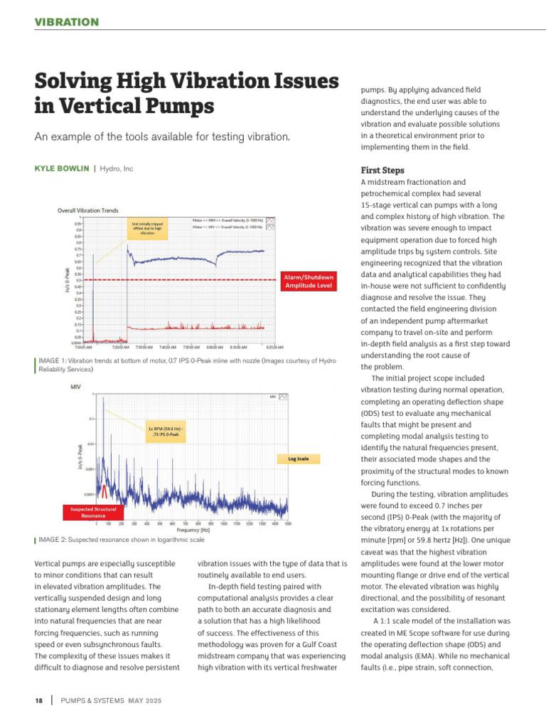 Solving High Vibration Issues in Vertical Pumps | PDF | Resonance | Mechanics