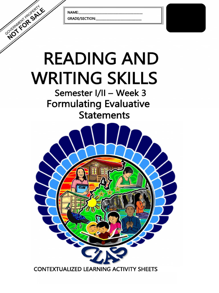 CORE 1112 - semIII - Reading and Writing Skills - CLAS3 - Formulating Evaluative Statements - v3 ...