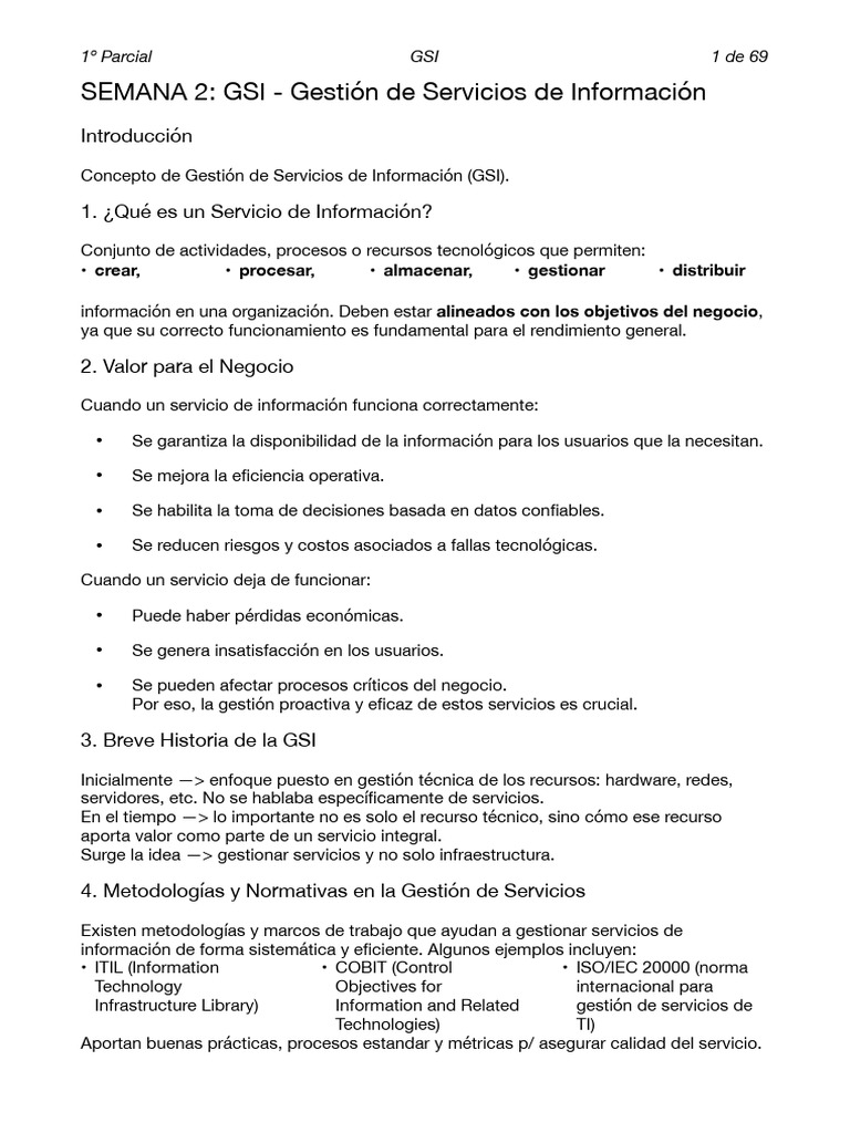 Resumen 1 Parcial SGI | PDF | Itil | Cobit