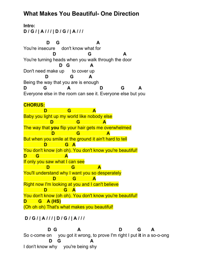 What Makes You Beautiful Lyrics | PDF | Recorded Music | Sound Recording
