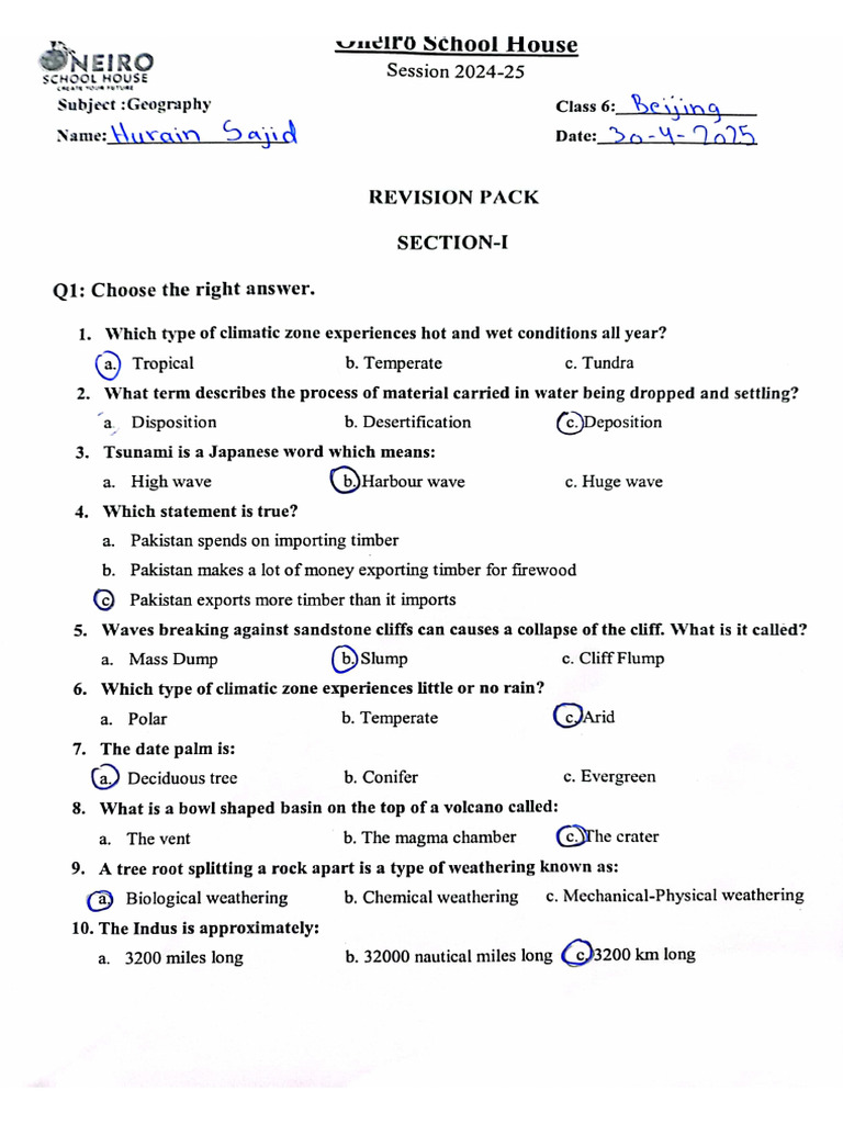 G6 Geography Study Pack | PDF
