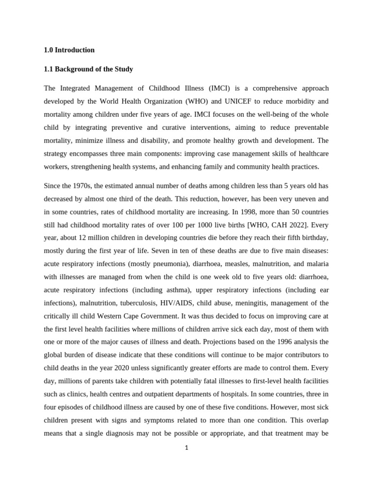 Corrected Imci Chapter One, Two & Three-1 | PDF | Health Care | Health Professional