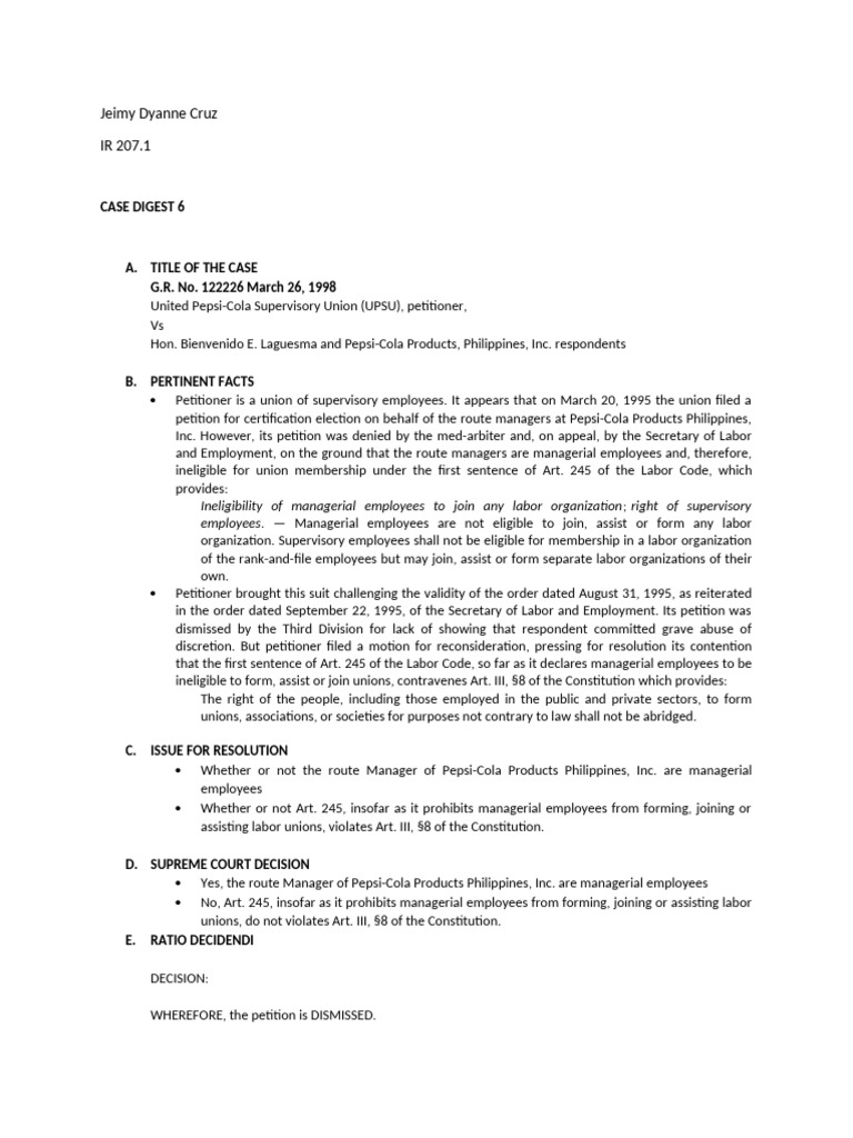 Case Digest 5 - gr122226 - 032598 - Jeimy Dyanne Cruz | PDF ...
