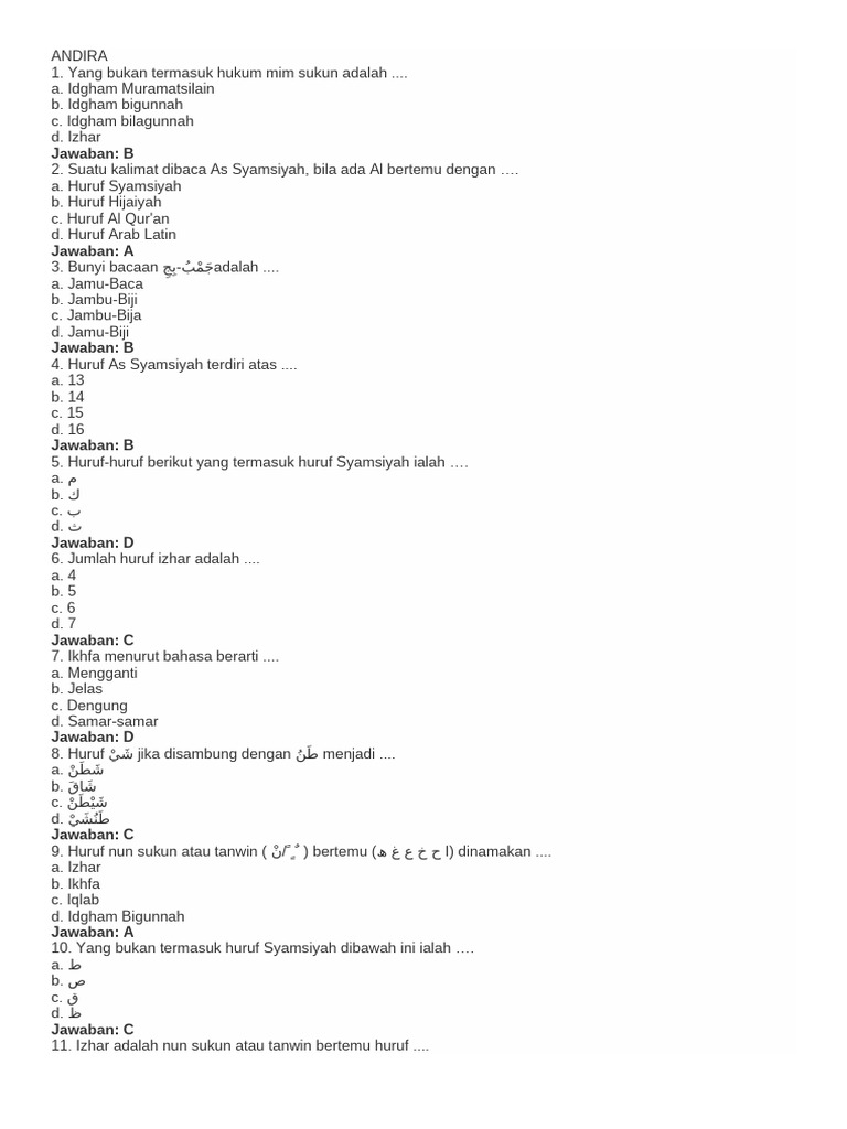 Contoh Soal Btq Kelas IV Semester 2 | PDF