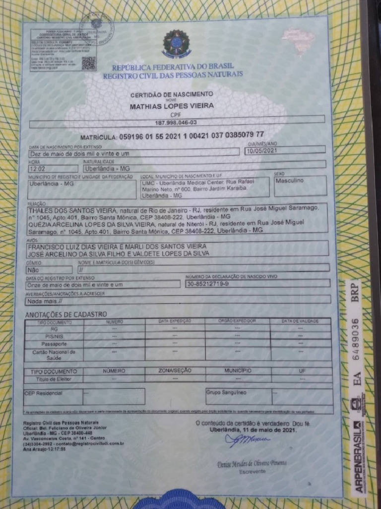 Certidão Mathias | PDF