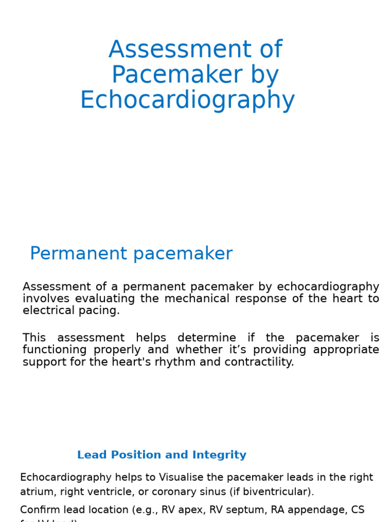 Assessment of Pacemaker by Echocardiography. | PDF | Artificial Cardiac ...
