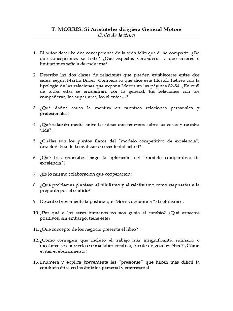 Ética y Excelencia en el Trabajo según Morris | PDF | Moralidad ...