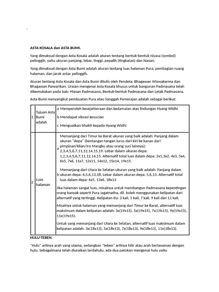 Asta Kosala Dan Asta Bumi | PDF