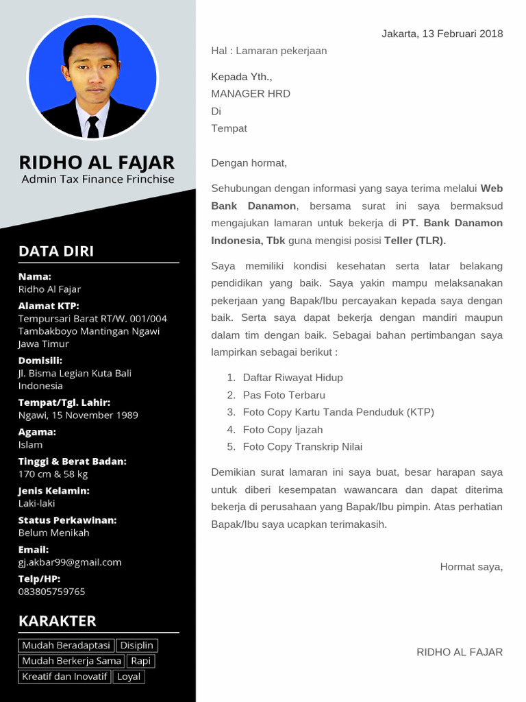 Lamaran Pekerjaan Teller Bank Danamon | PDF