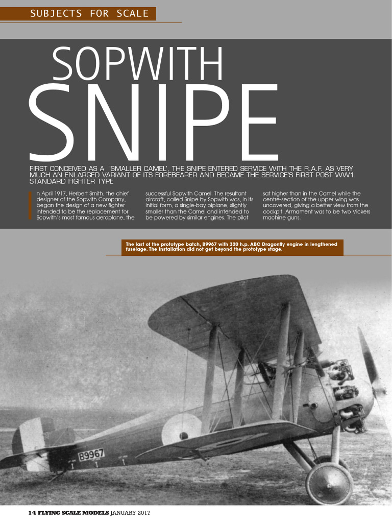 Sopwith Snipe: A Camel Successor | PDF | Military Aviation | Vehicle Design