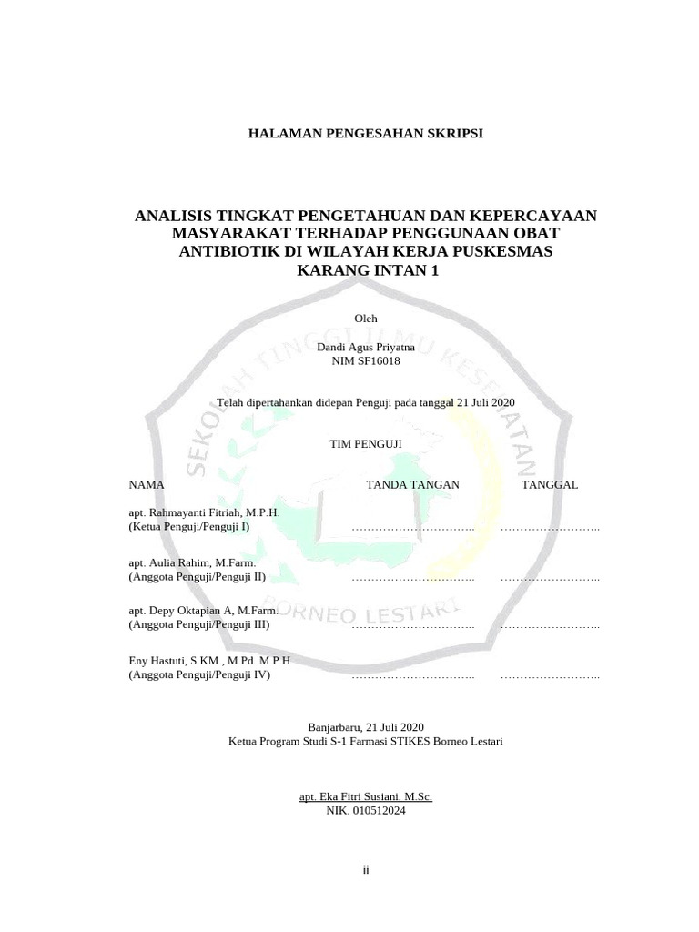 Lembar Pengesahan SKRIPSI Akhir | PDF