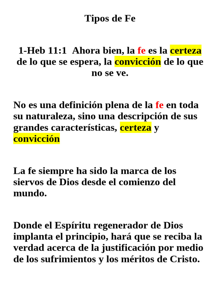 Tipos de Fe según la Biblia | PDF | Cristo (título) | Creencia y ...