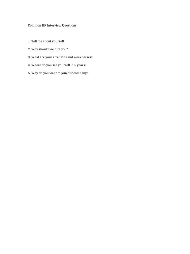 Common HR Interview Questions | PDF