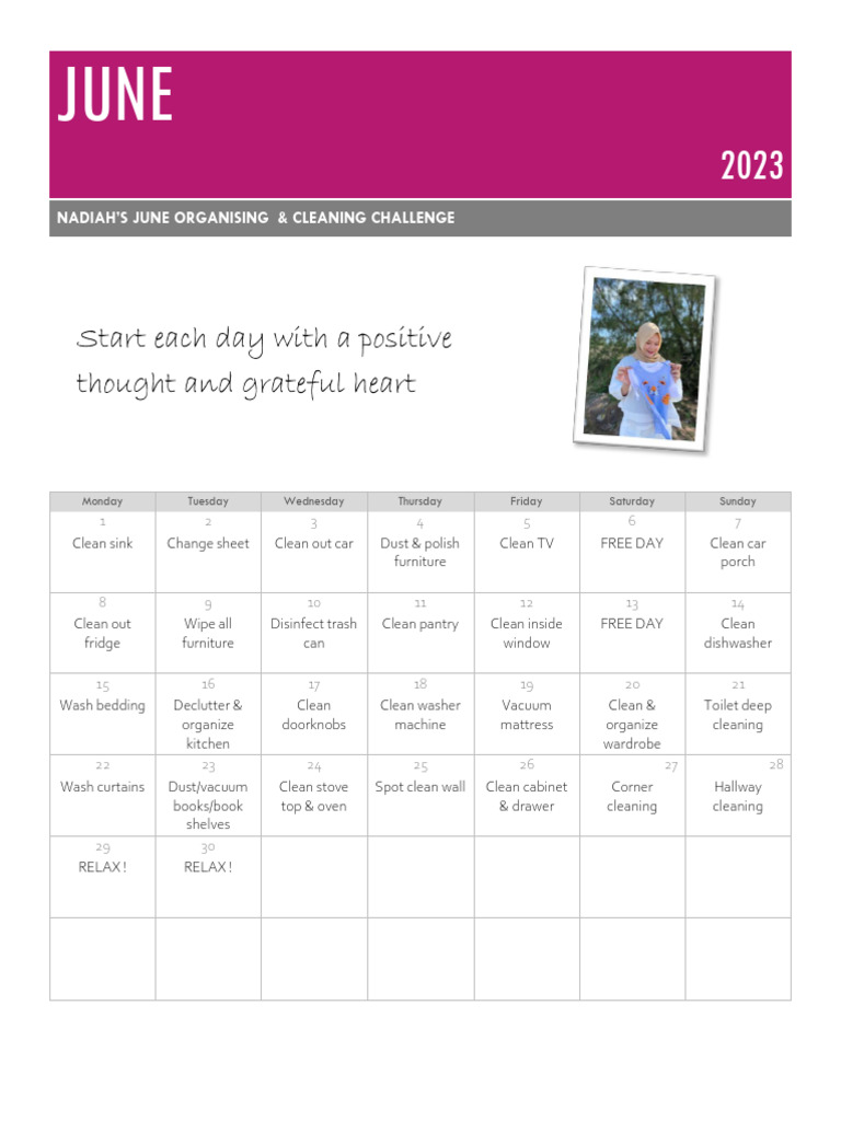 June 'S Cleaning Schedule (2023) | PDF