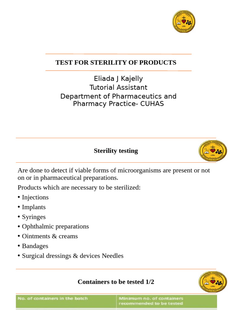 Tests of Sterility of Products | PDF | Growth Medium | Sterilization ...