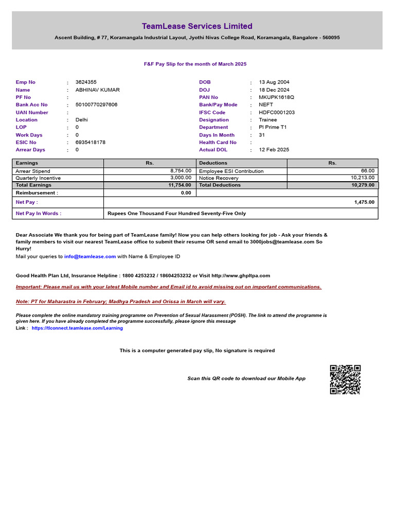 Payslip-MAR-2025 Payslip-1 | PDF | Payments
