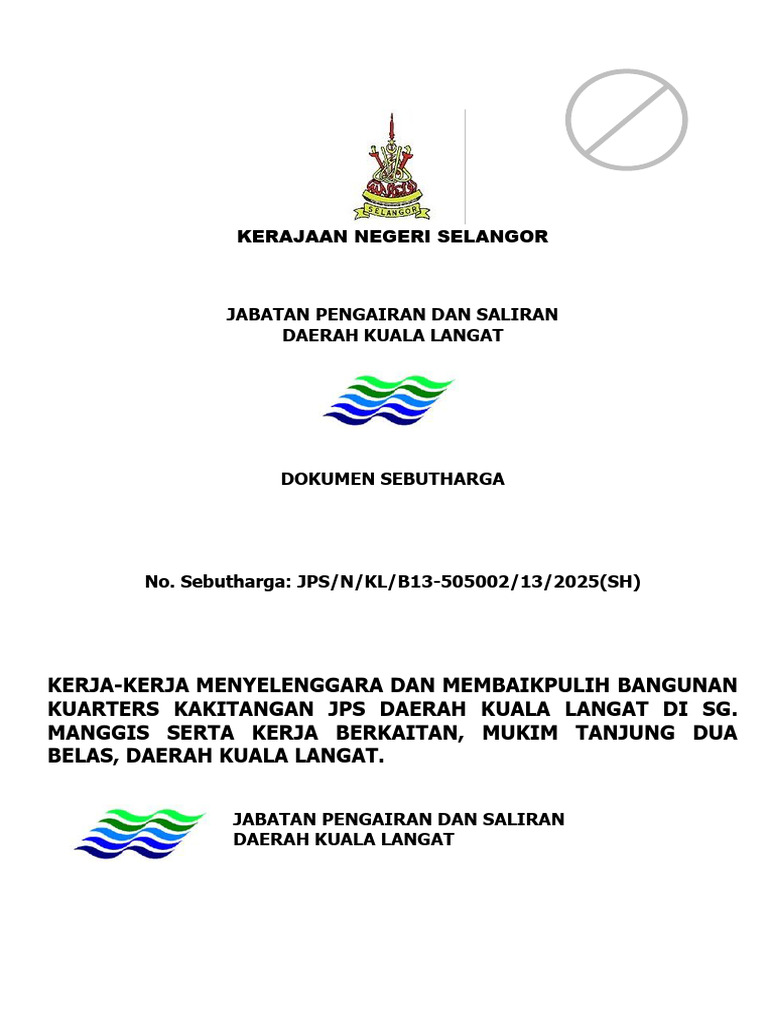Sebutharga Pemulihan Kuarters JPS 2025 | PDF