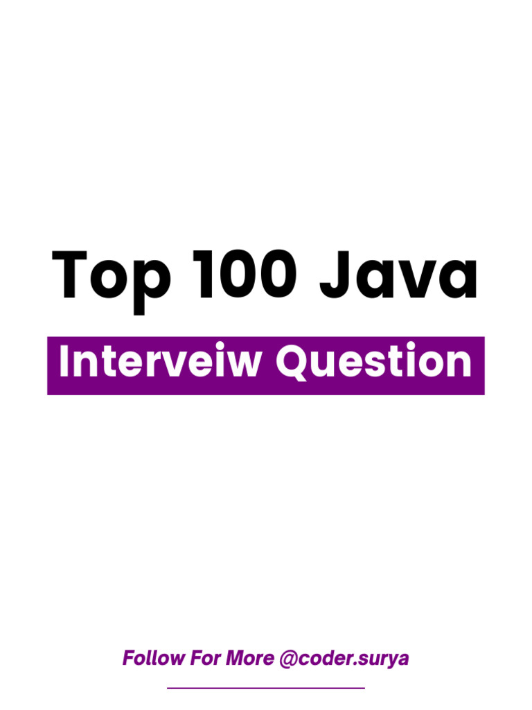 Top 100 Java Interview Questions | PDF