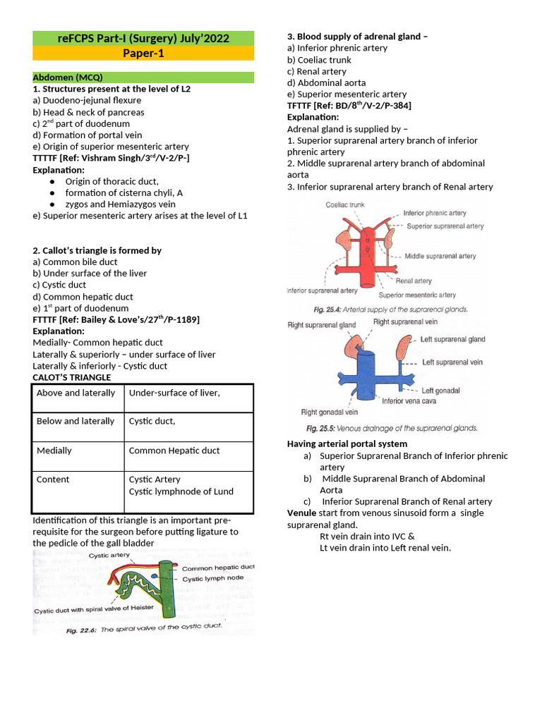 BCPS July'22 Surgery Paper - 1 (AutoRecovered) | PDF | Liver | Vein