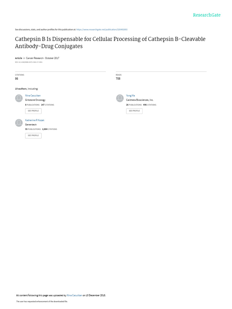 Cathepsin B Is Dispensable For Cellular Processing | PDF | Proteolysis ...