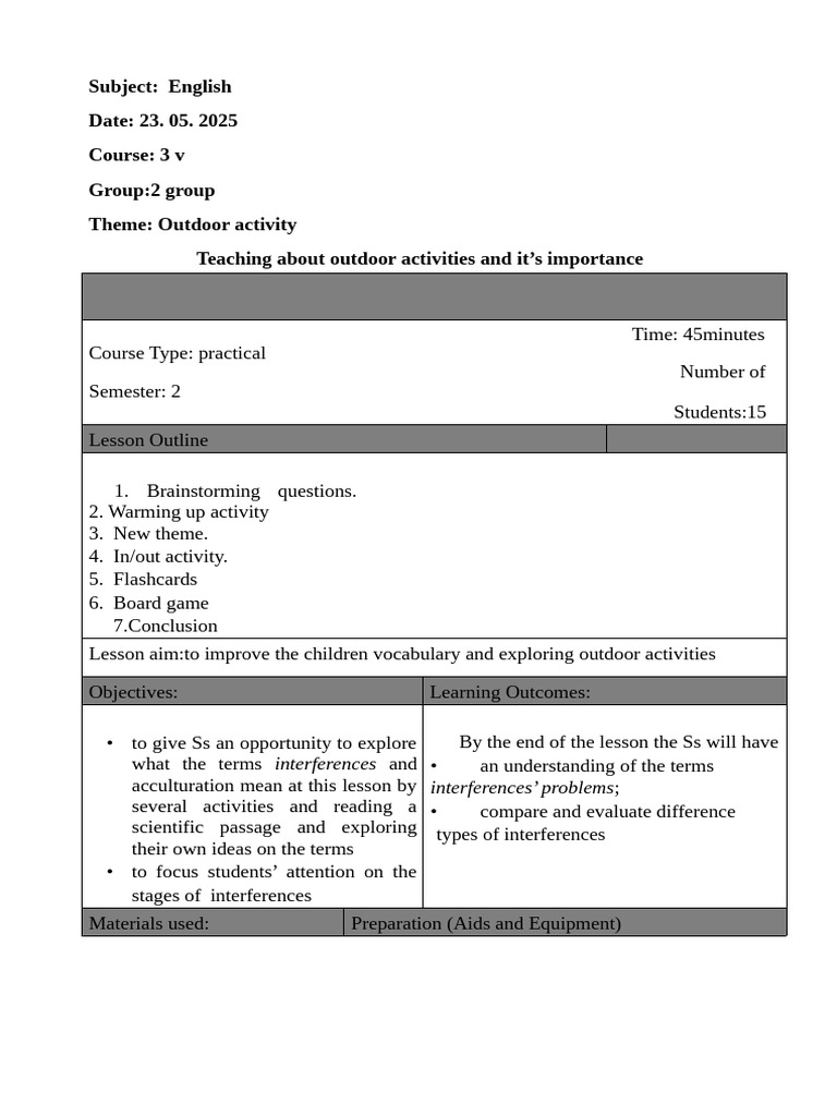 Lesson Plan | PDF | Teachers | Brainstorming