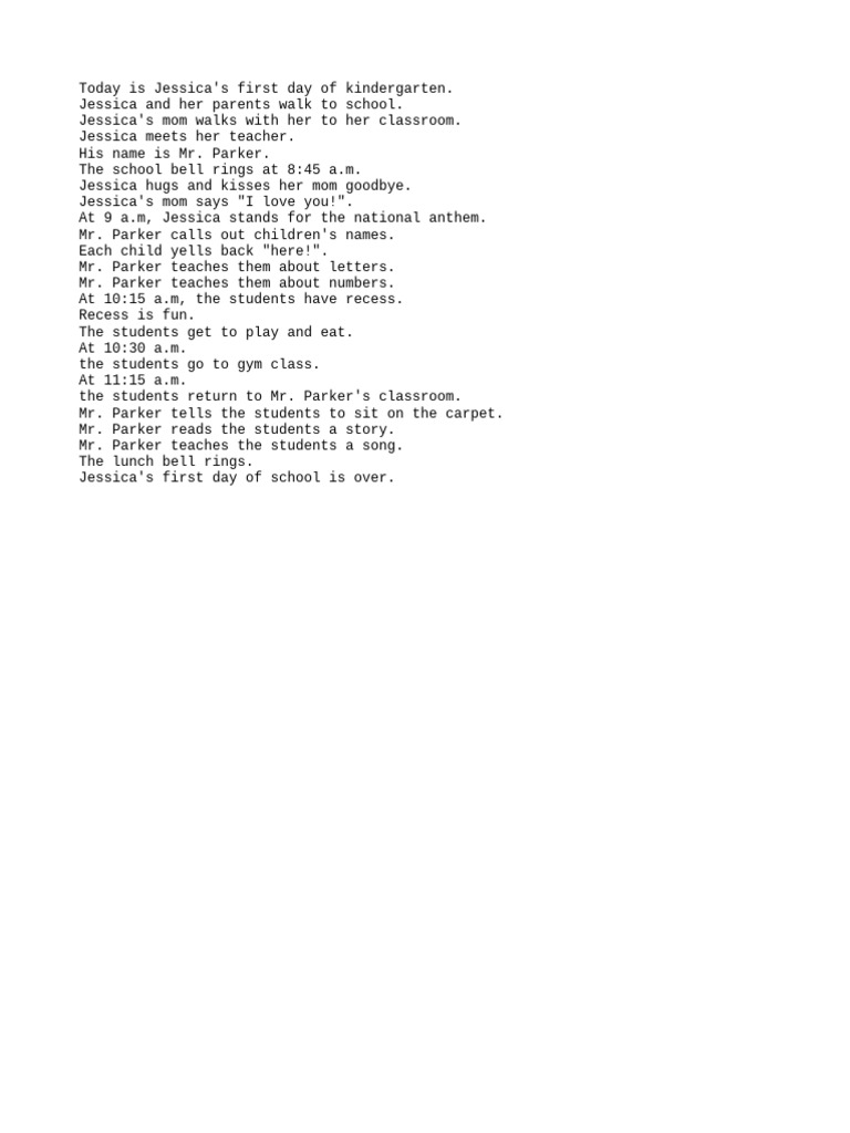 Short Stories 0002 2 Jessicas First Day of School | PDF