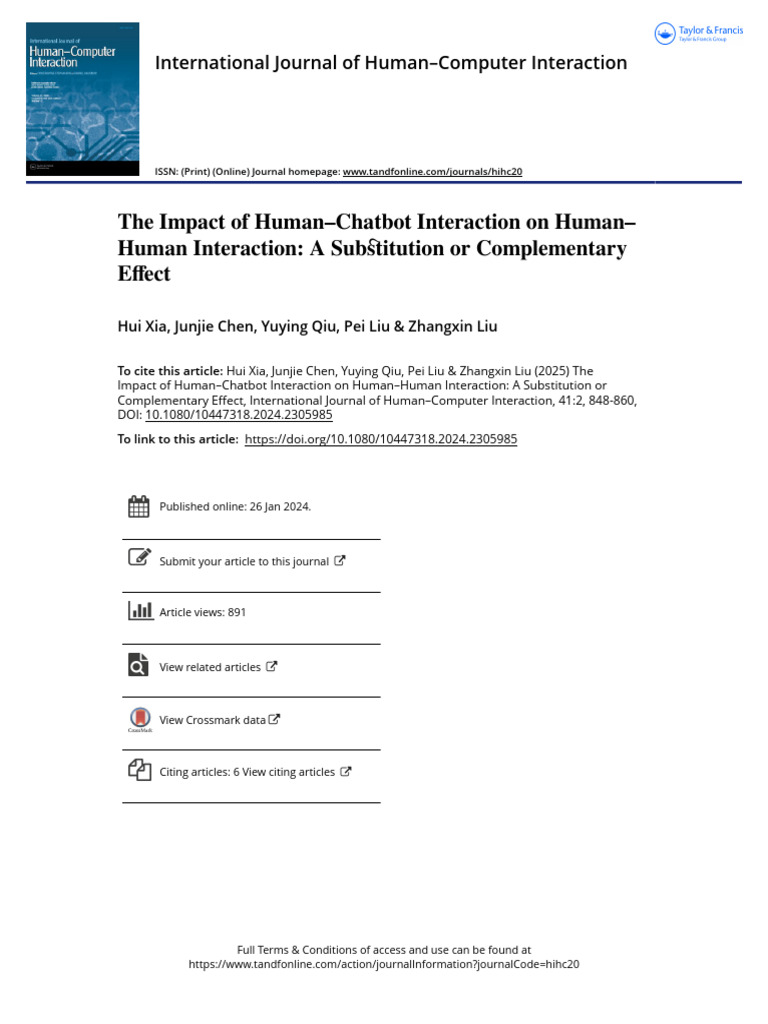 The Impact of Human Chatbot Interaction On Human Human Interaction A ...