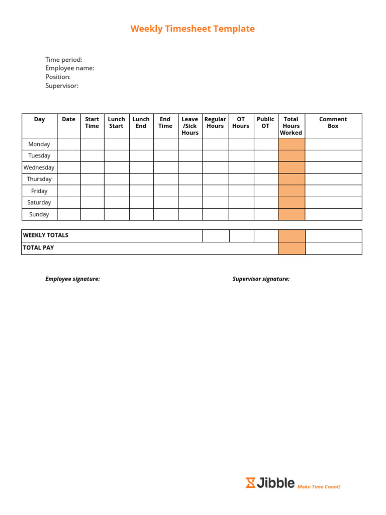Weekly Timesheet Template | PDF