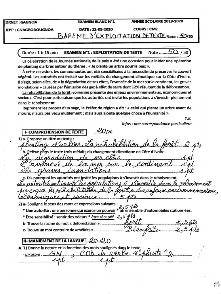 Bareme Exploitation de Texte Cm2 | PDF