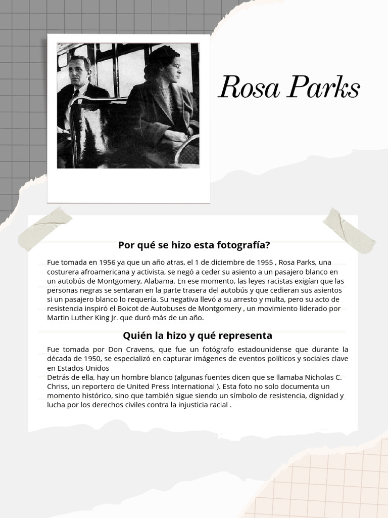 Foto Viviente Rosa Parks | PDF | Rosa Parks | Martin Luther King hijo.