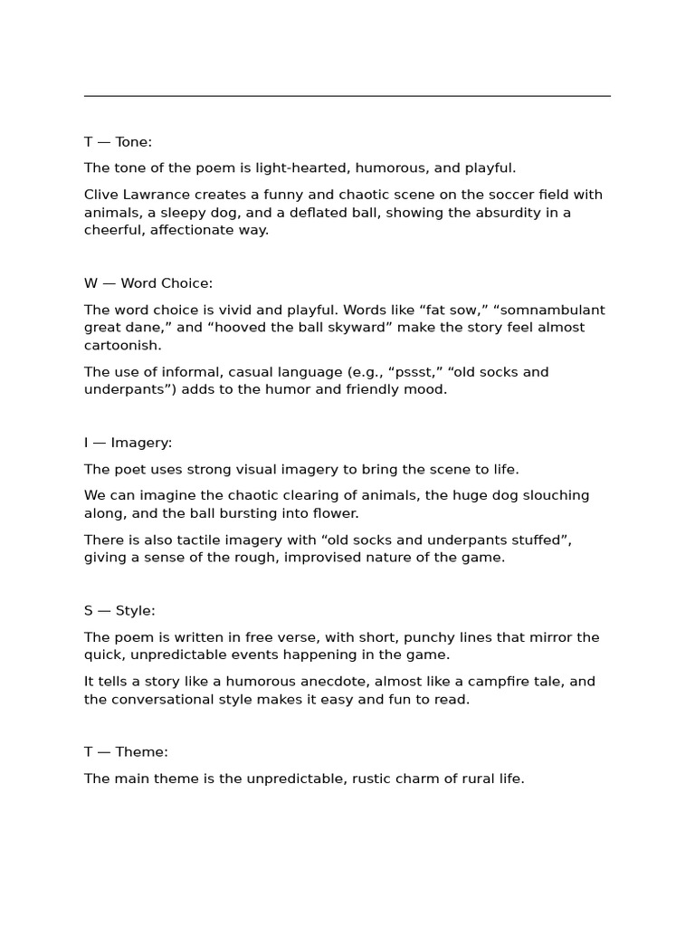 Karoo Soccer Peom Analysis | PDF