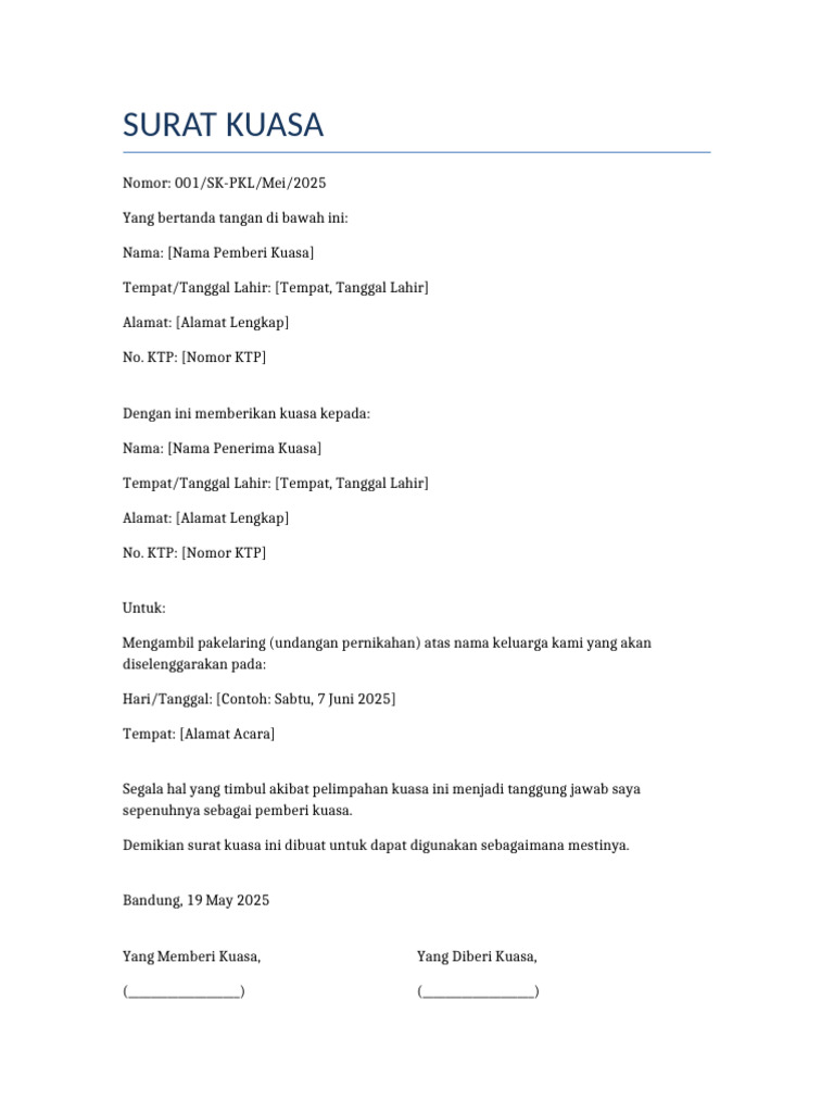 Surat Kuasa Pakelaring | PDF