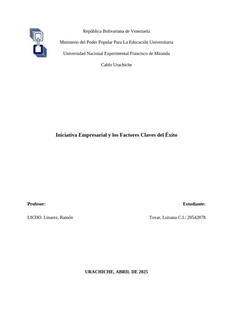 Claves del Éxito Emprendedor en Venezuela | PDF | Iniciativa ...