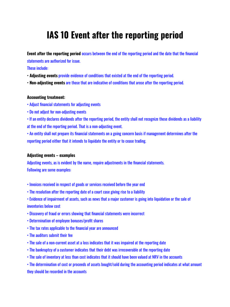 Adjusting vs Non-Adjusting Events | PDF | Financial Services | Business ...