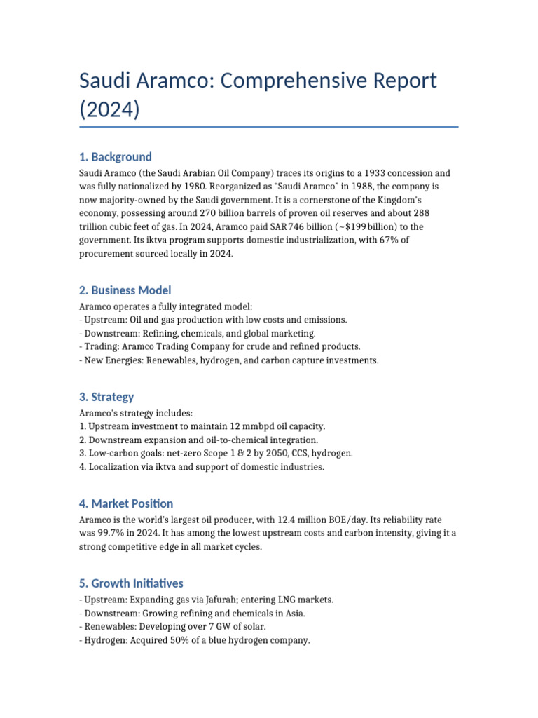 Saudi Aramco Report 2024 | PDF