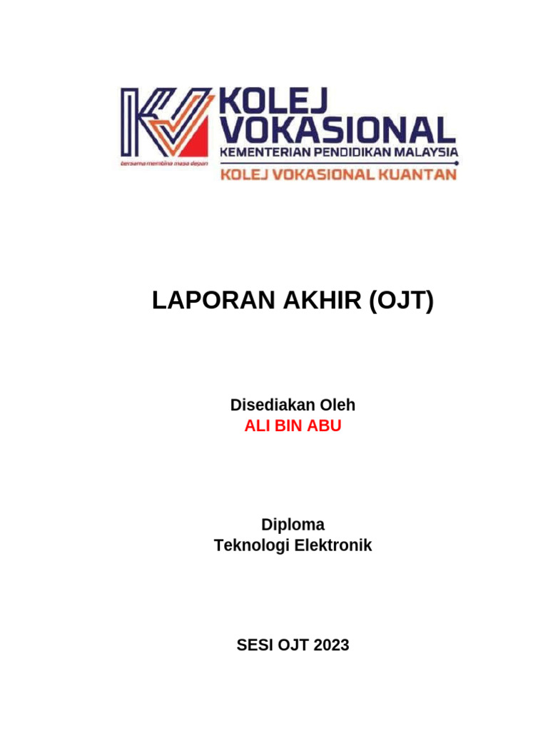 Contoh Format Laporan Akhir Ojt Cover Dan Kandungan | PDF