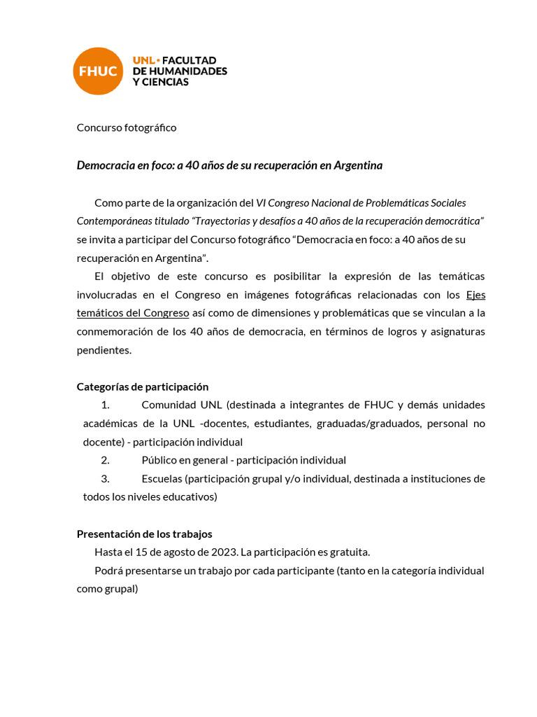 Cocurso Fotografico DEMOCRACIA en FOCO Bases | PDF | Democracia | Ideologías políticas