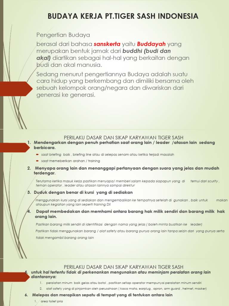 5 Budaya Kerja TSI | PDF