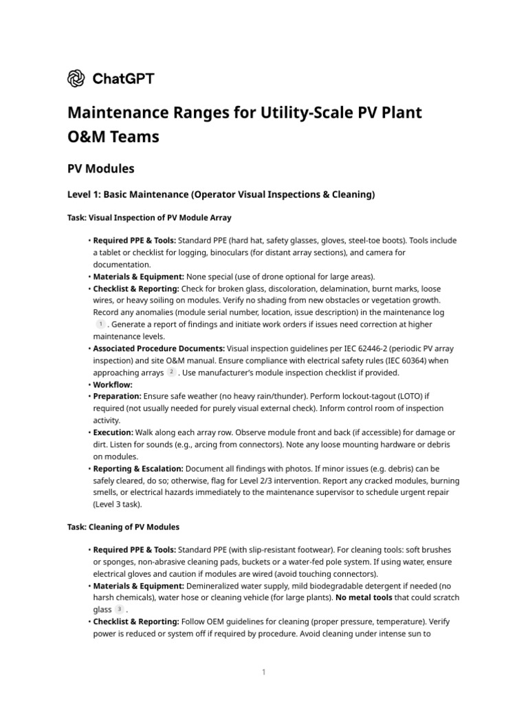 Utility-Scale PV Plant Maintenance Guide | PDF | Power Inverter ...
