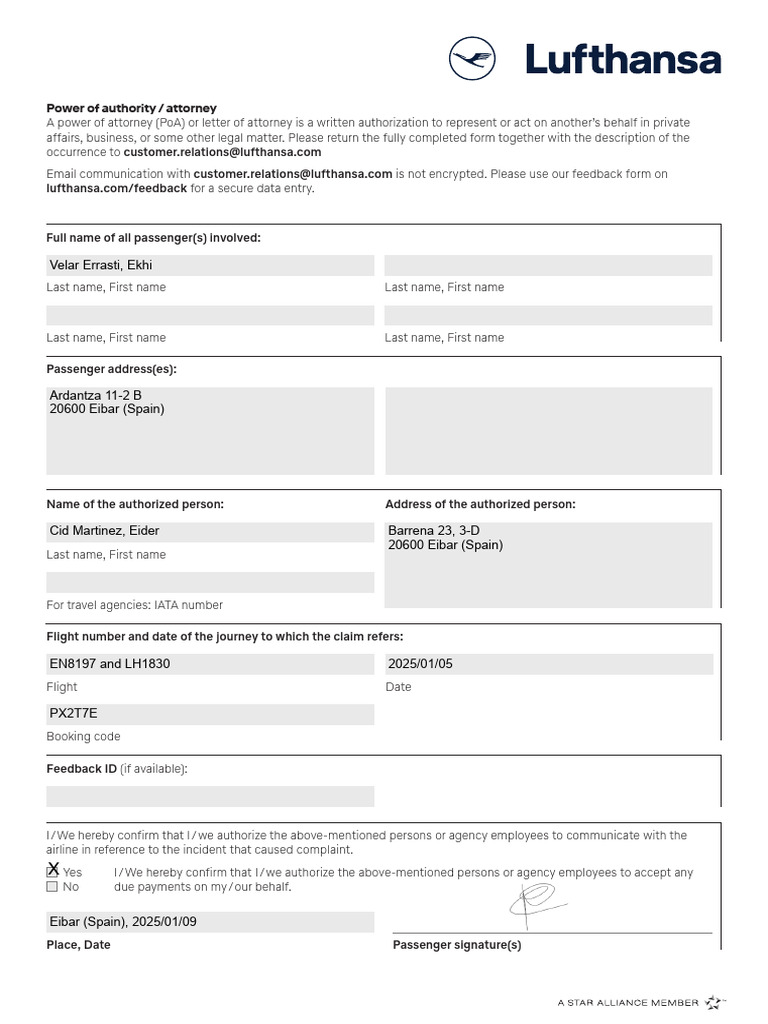 EN - Power of Attorney Request Form | PDF