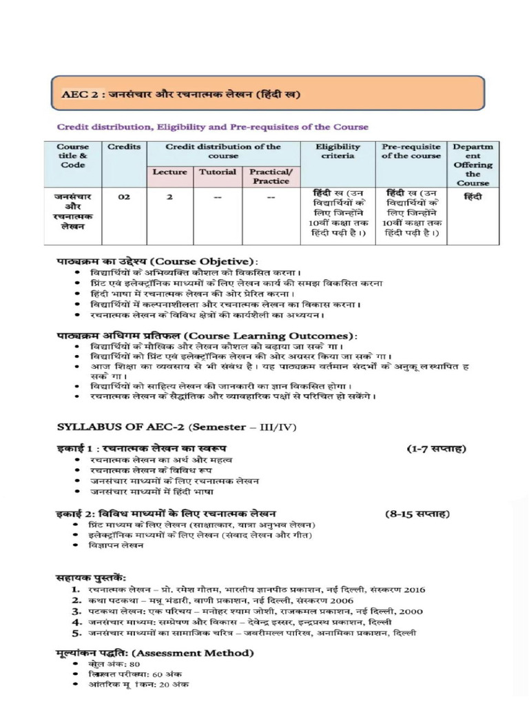 Aec Hindi B Syllabus | PDF