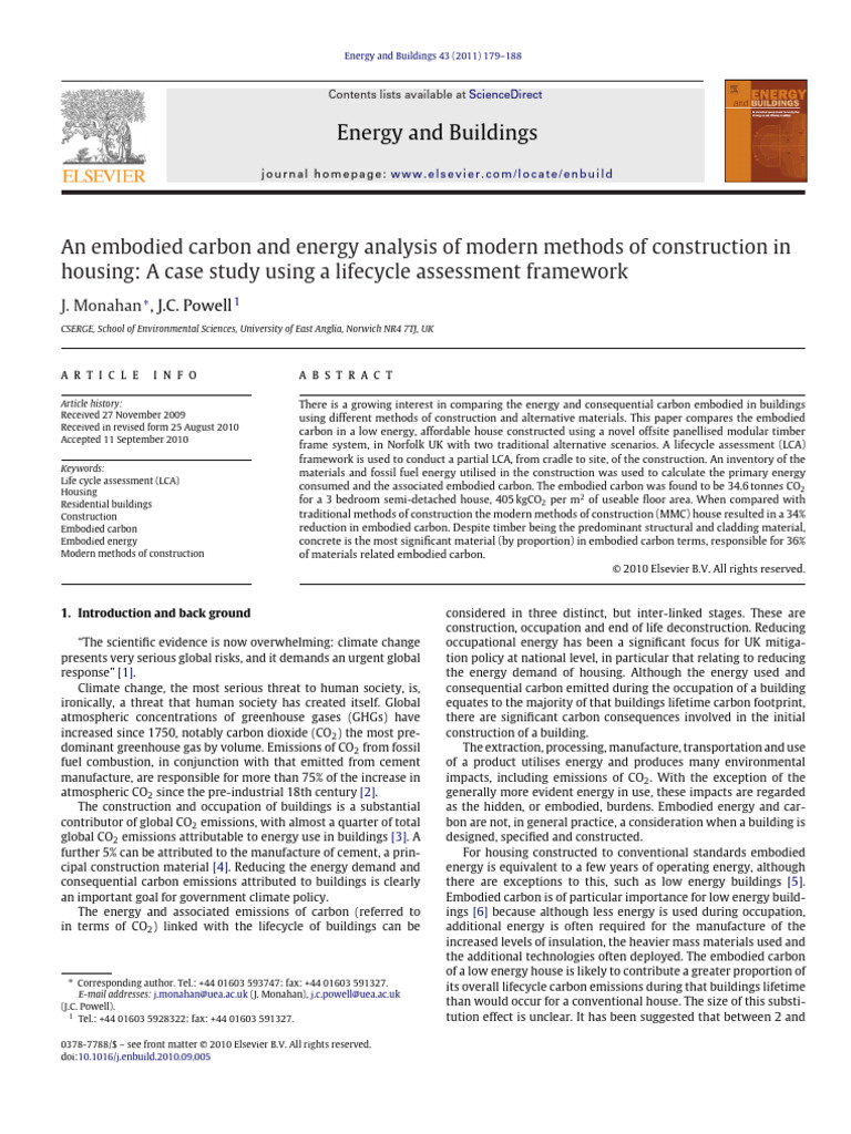 An Embodied Carbon and Energy Analysis of Modern Methods of Construction in | PDF | Life Cycle ...