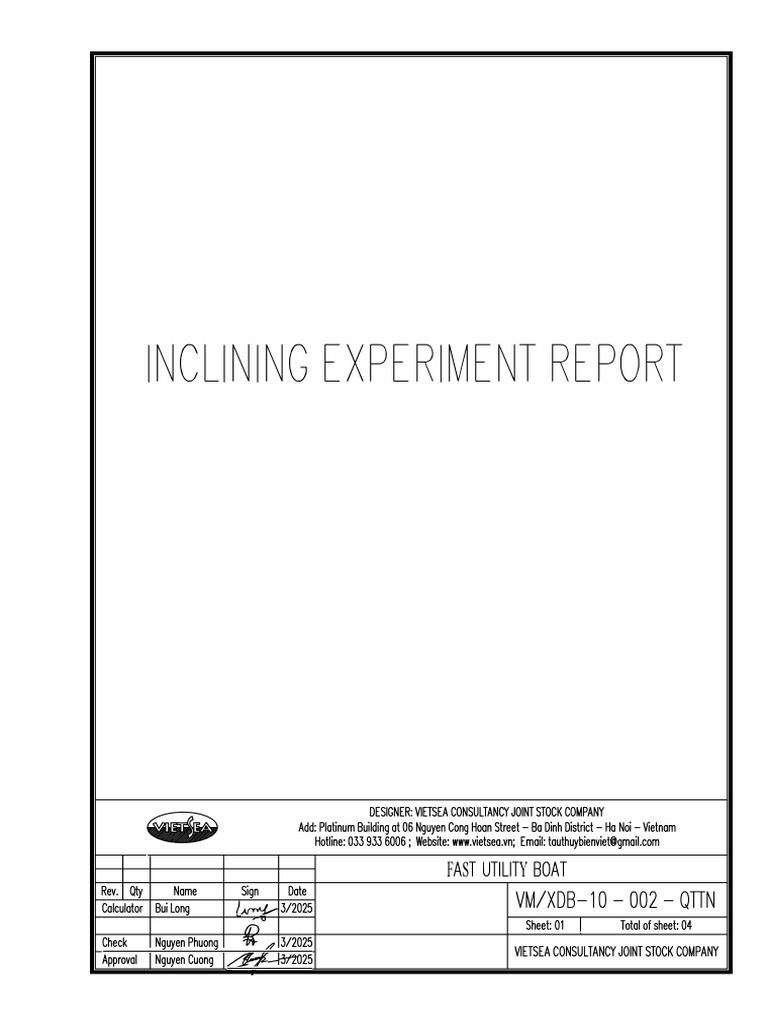Inclining Experiment Report | PDF | Ships | Watercraft