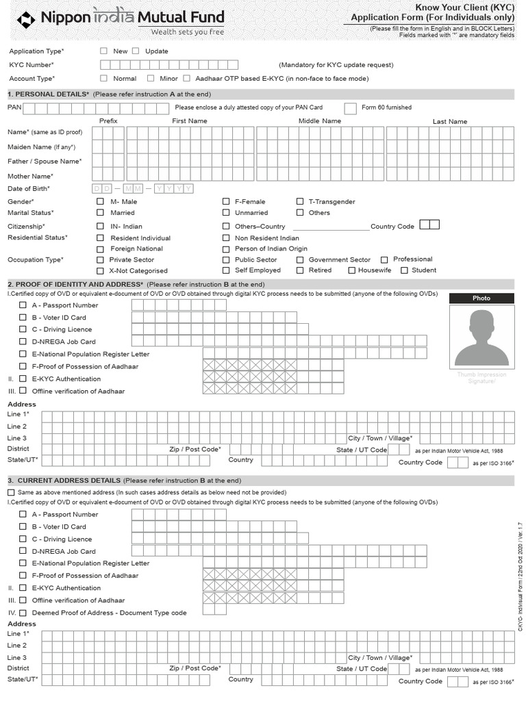 CKYC Application Form For Individual | PDF | Identity Document | Authentication